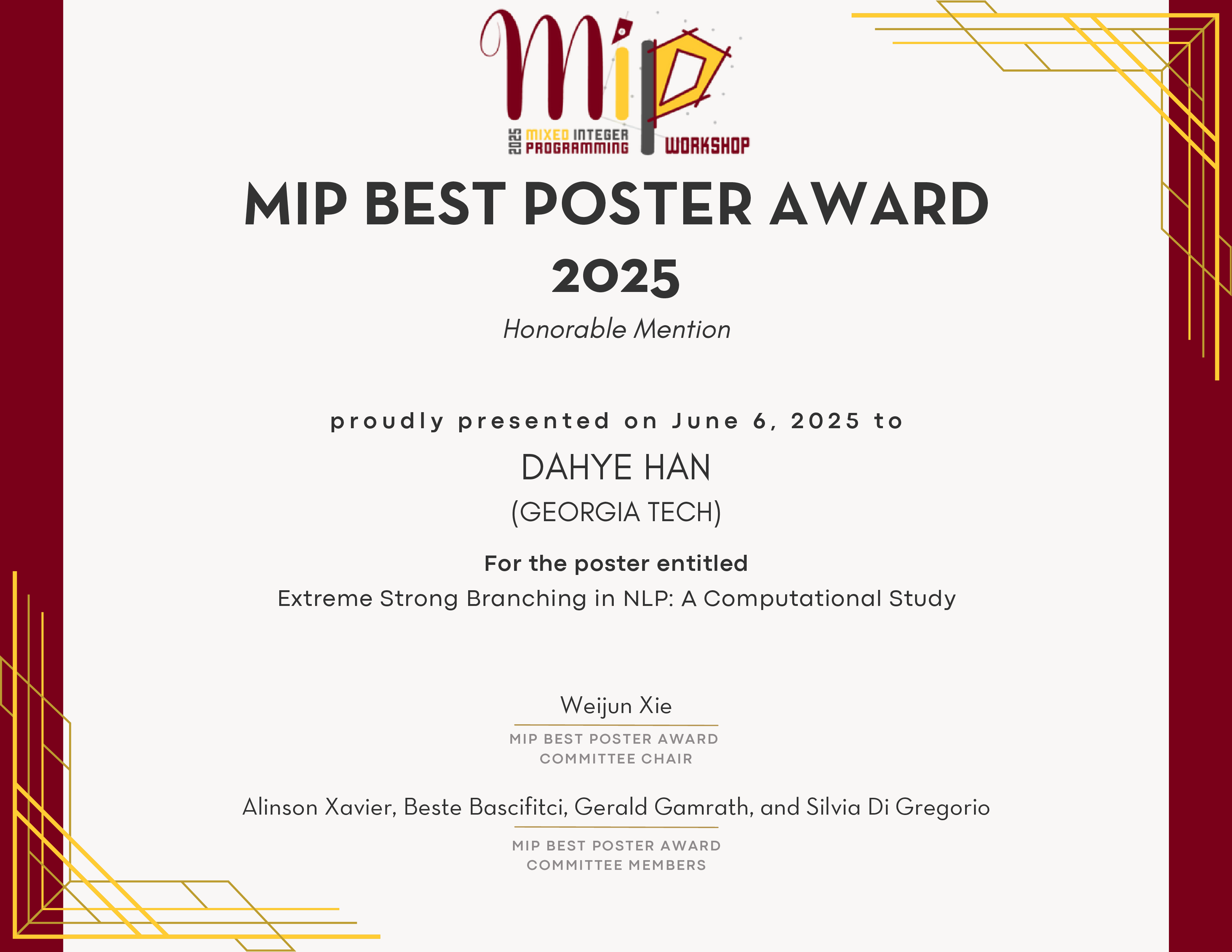 Mixed Integer Programming Workshop 2025